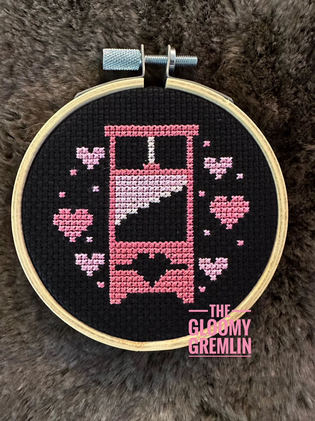 The Gloomy Gremlin Gullotine Pink Cross Stitch Kit – Horrid Magazine